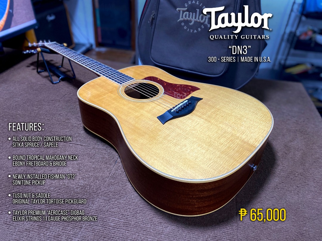 Taylor "DN3" 300 Series Guitar, Hobbies & Toys, Music & Media, Musical ...