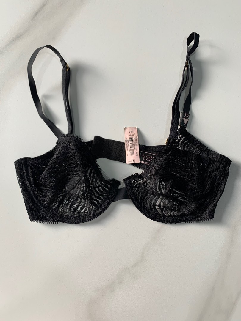 VICTORIA'S SECRET Unlined Zebra Lace Demi Bra - Black, Women's Fashion ...