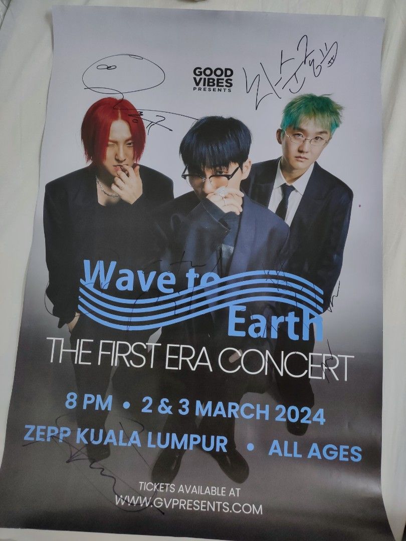 Wave to earth poster with 5 signatures, Hobbies & Toys, Collectibles ...