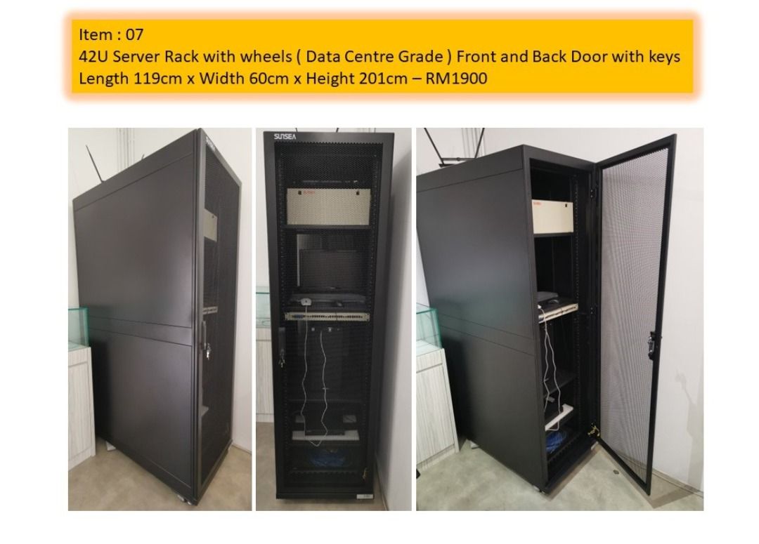 42U Server Rack with wheels ( Data Centre Grade ) to sell , just used 1 ...