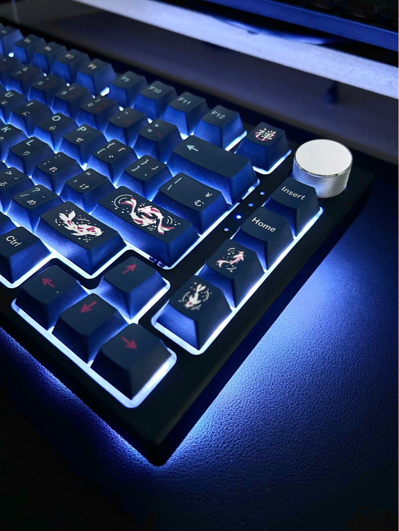 75% Custom Mechanical Keyboard (Koi Keycaps + 3 Artisan Koi), Computers ...