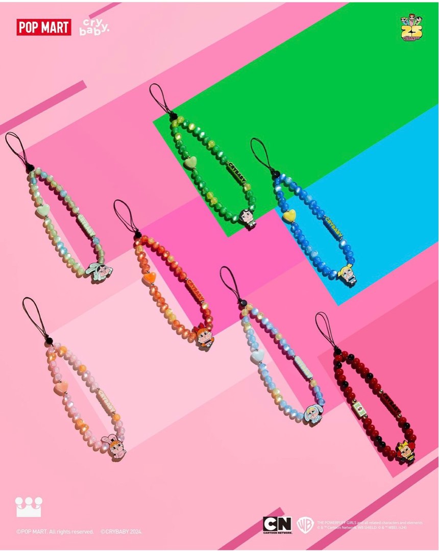 CRYBABY POWERPUFF GIRLS SERIES POPMART PHONE KEYCHAIN CHARM BLIND BOX ...