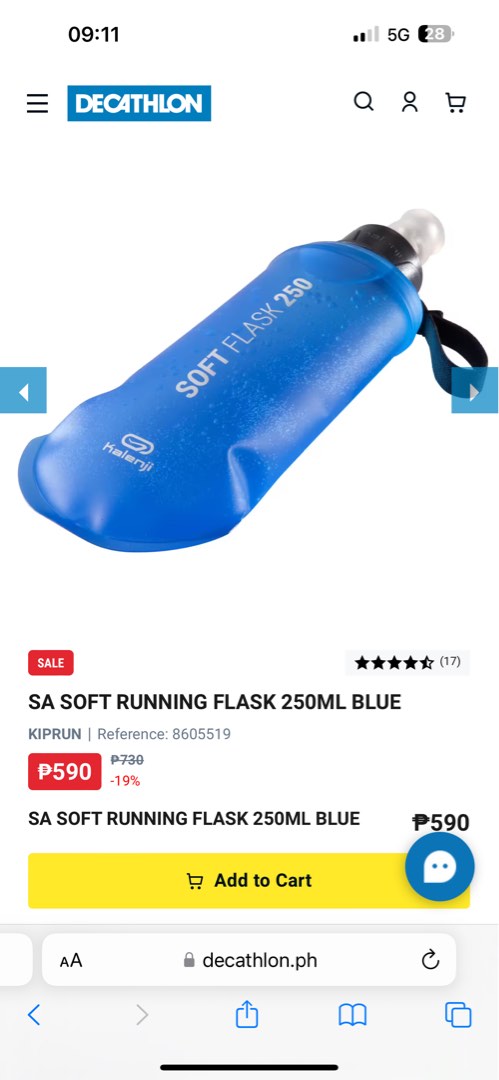 Decathlon Soft Flask 250ml Blue, Sports Equipment, Other Sports Equipment and Supplies on Carousell