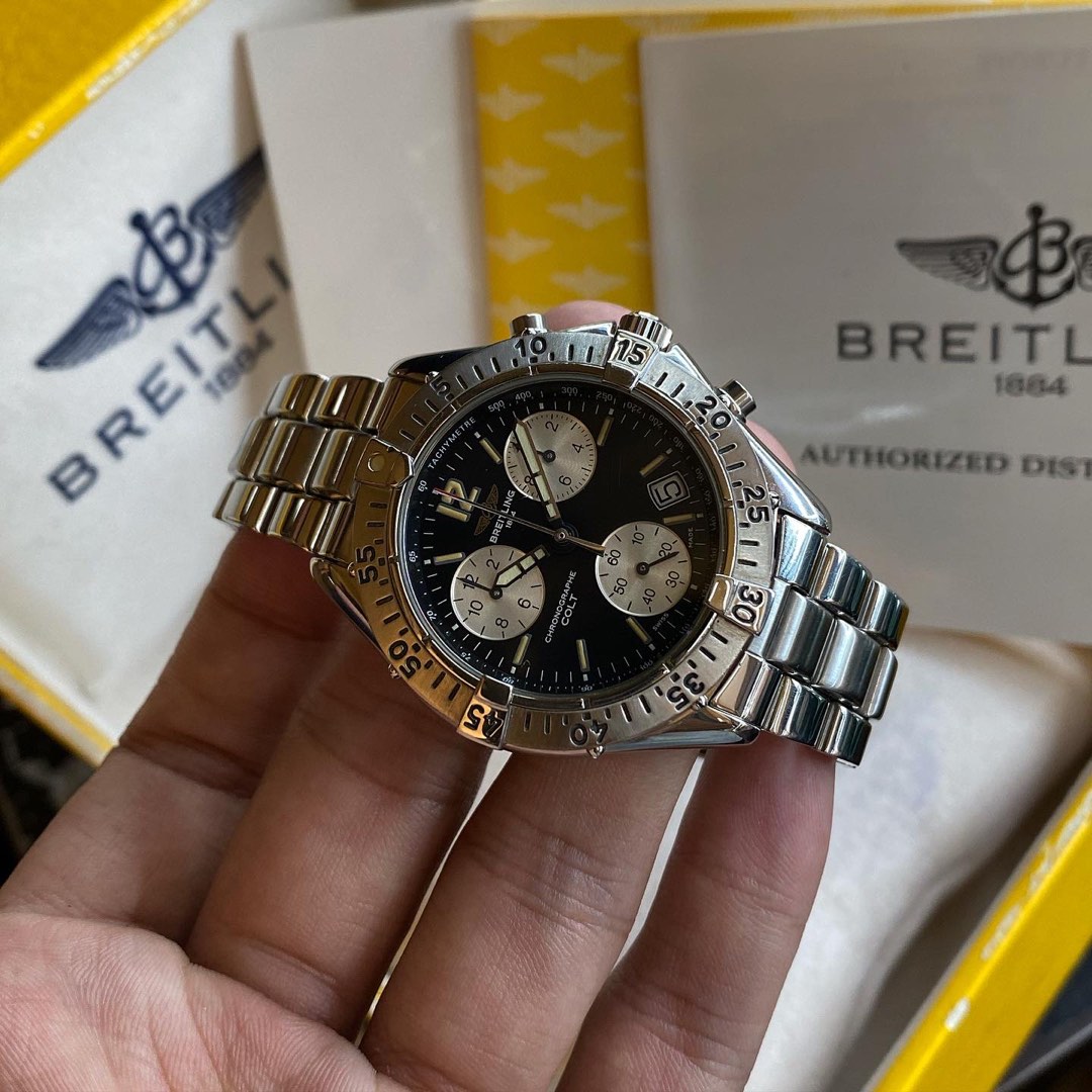 Breitling Colt Chronograph Black Dial A53035 Quartz 38mm, Fesyen Pria ...
