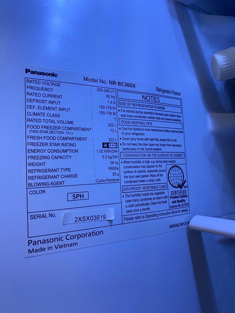 Panasonic Inverter Refrigerator, TV & Home Appliances, Kitchen ...