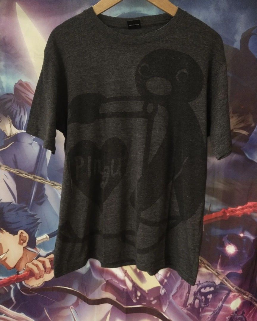 Pingu Grey Big Print Official Cartoon Animation Tee Kaos Tshirt ...