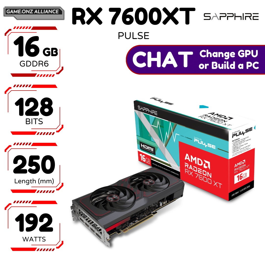 PULSE | SAPPHIRE RX 7600 XT 16G PULSE GAMING GRAPHICS GRAPHIC CARD AMD ...