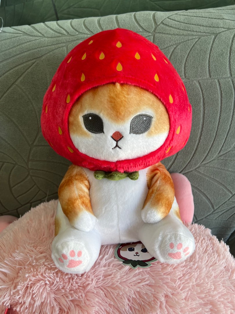 RARE Mofusand Strawberry Cat Fruit Nyan Big Plush, Hobbies & Toys, Toys & Games on Carousell