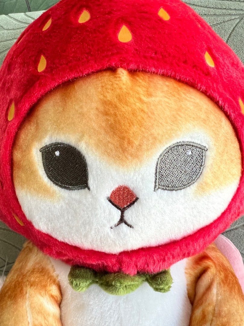 RARE Mofusand Strawberry Cat Fruit Nyan Big Plush, Hobbies & Toys, Toys & Games on Carousell