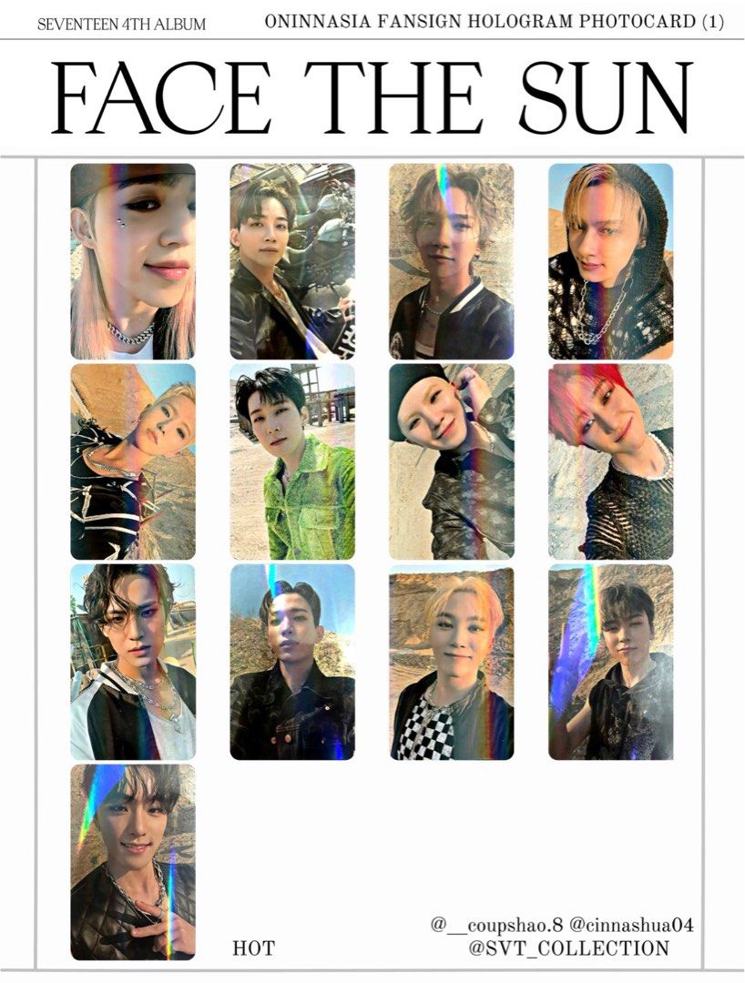 SEVENTEEN SVT FACE THE SUN ONINNASIA TAIWAN FANSIGN PHOTOCARD PC ...