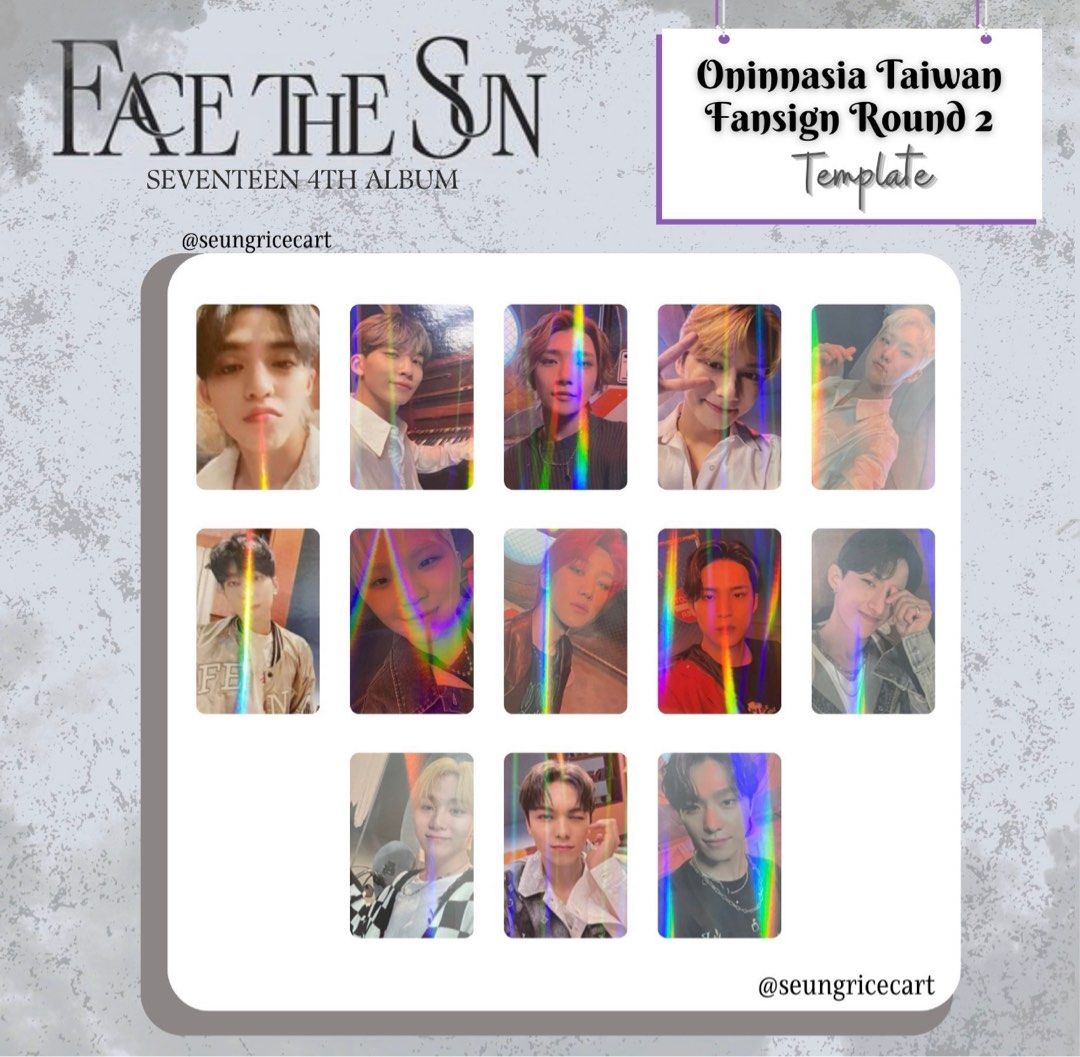 SEVENTEEN SVT FACE THE SUN ONINNASIA TAIWAN FANSIGN PHOTOCARD PC ...