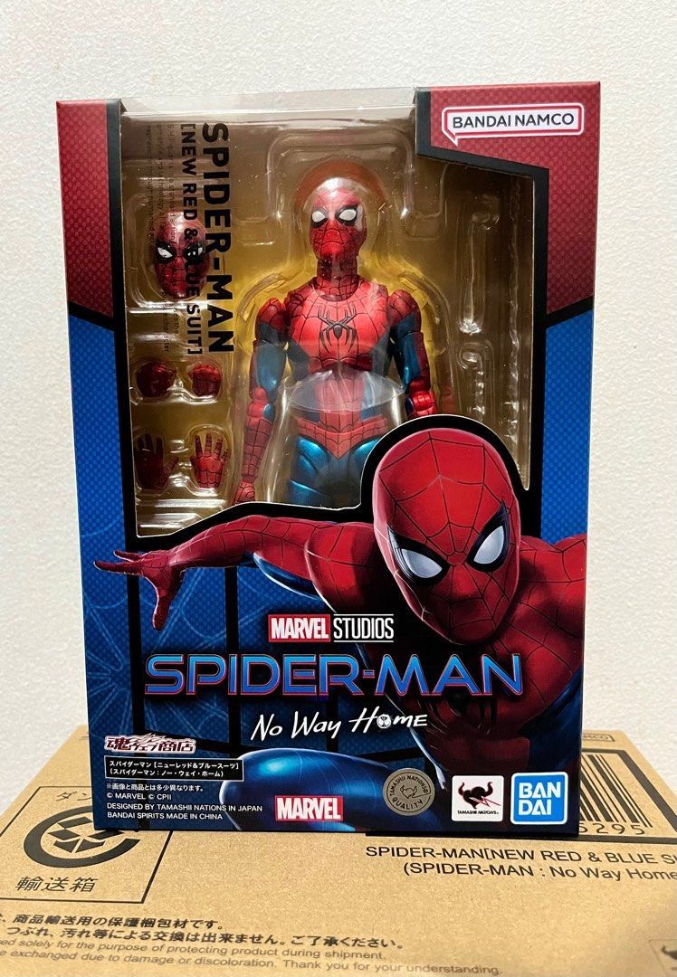 ( SEAL+BROWN BOX) SHF Spiderman Red Blue Suit Final Swing, Hobbies ...