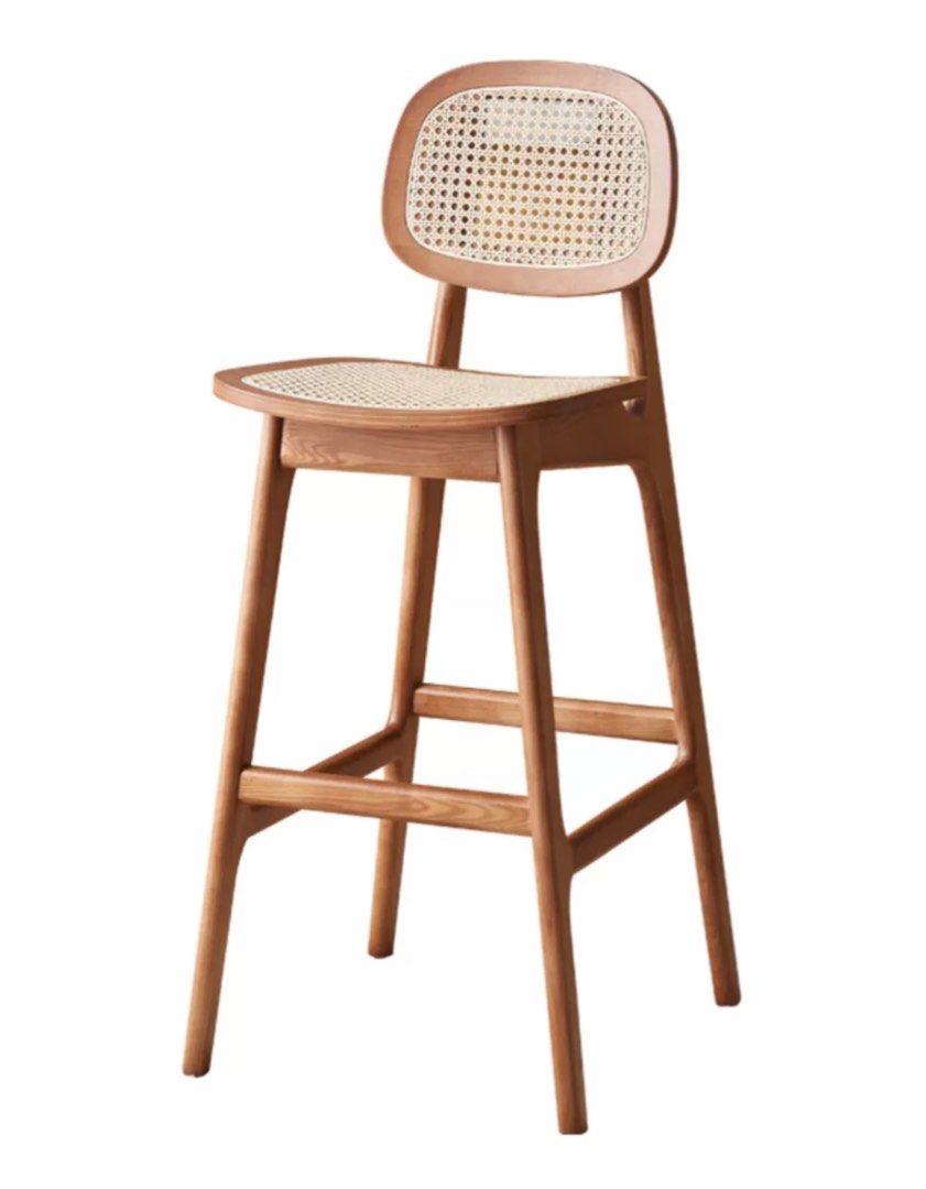 SOVANE Japandi Solid Wood Bar Stool, Furniture & Home Living, Furniture ...