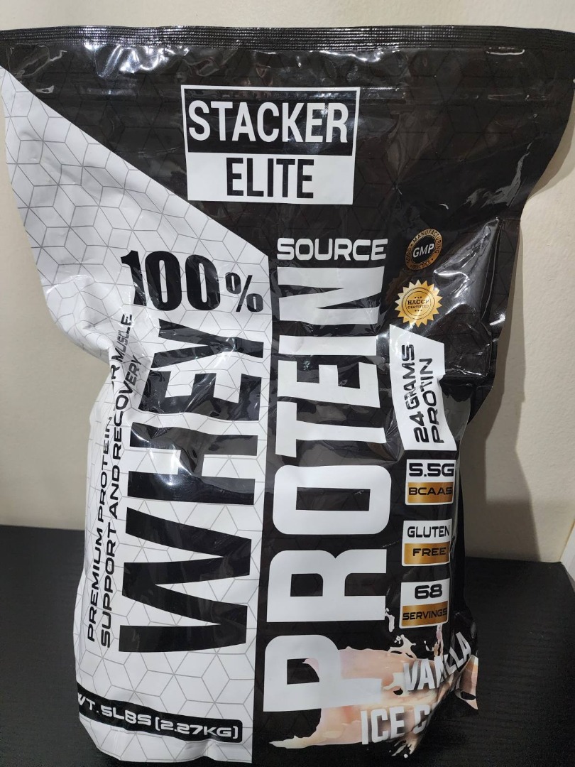 Stacker Elite Whey Protein 5LBS Vanilla Flavor, Health & Nutrition ...