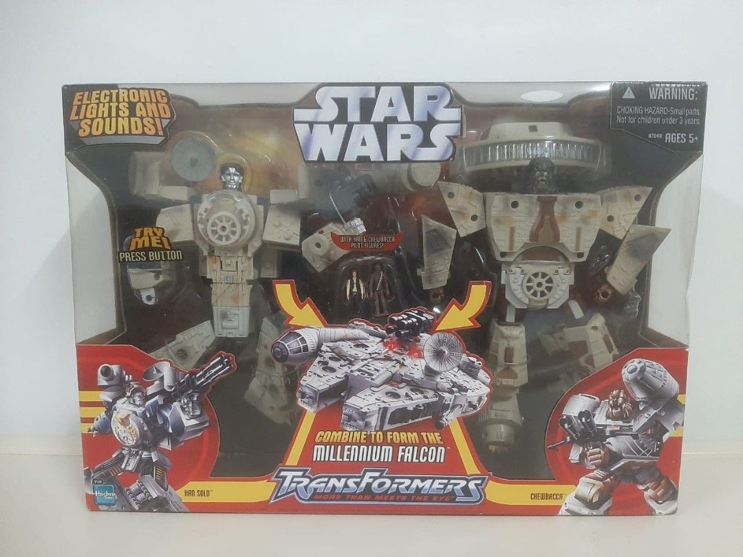 Star Wars Transformers Millennium Falcon with Han Solo & Chewbacca ...