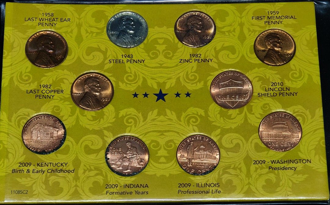 US Complete Lincoln Penny Design Coin Currency Collection Set (4 ...