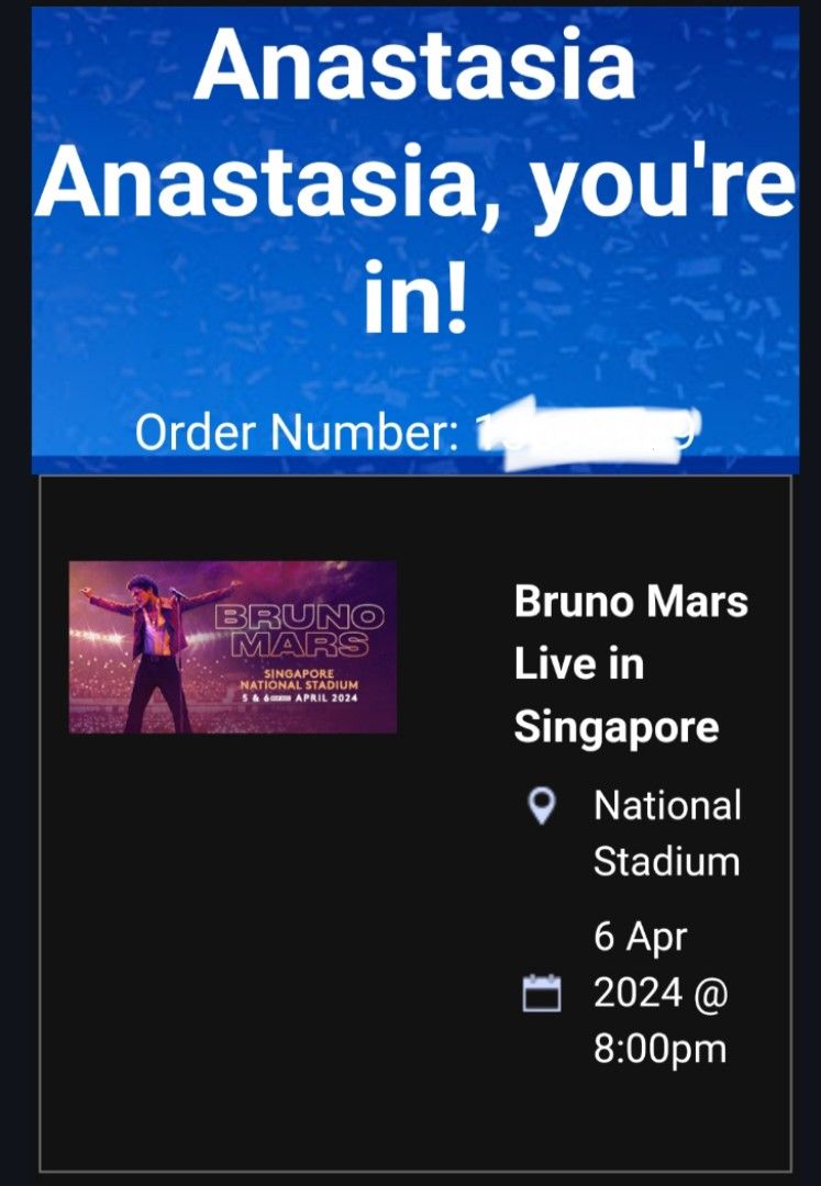 Bruno Mars Singapore 6 April 2024 Cat4 Tiket And Voucher Tiket Acara
