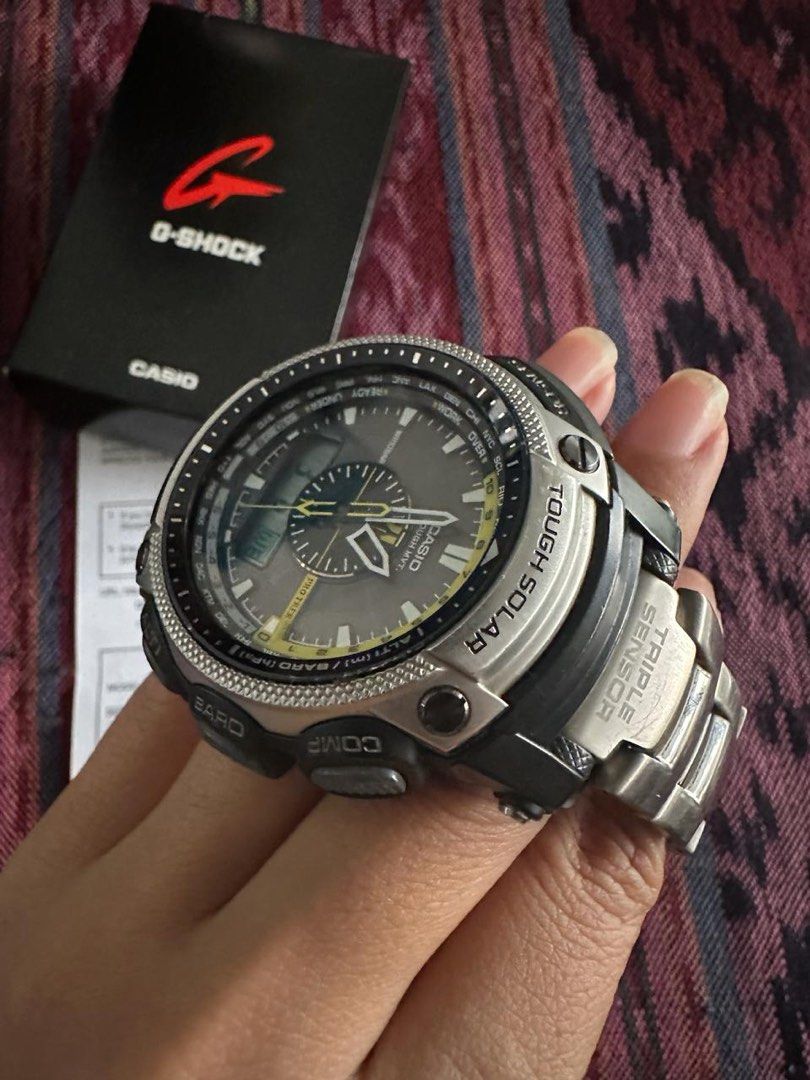 Jam Casio ProTrek Atomic Triple Sensor Analog Digital PRW 5000T Titanium Tough Solar, Fesyen ...