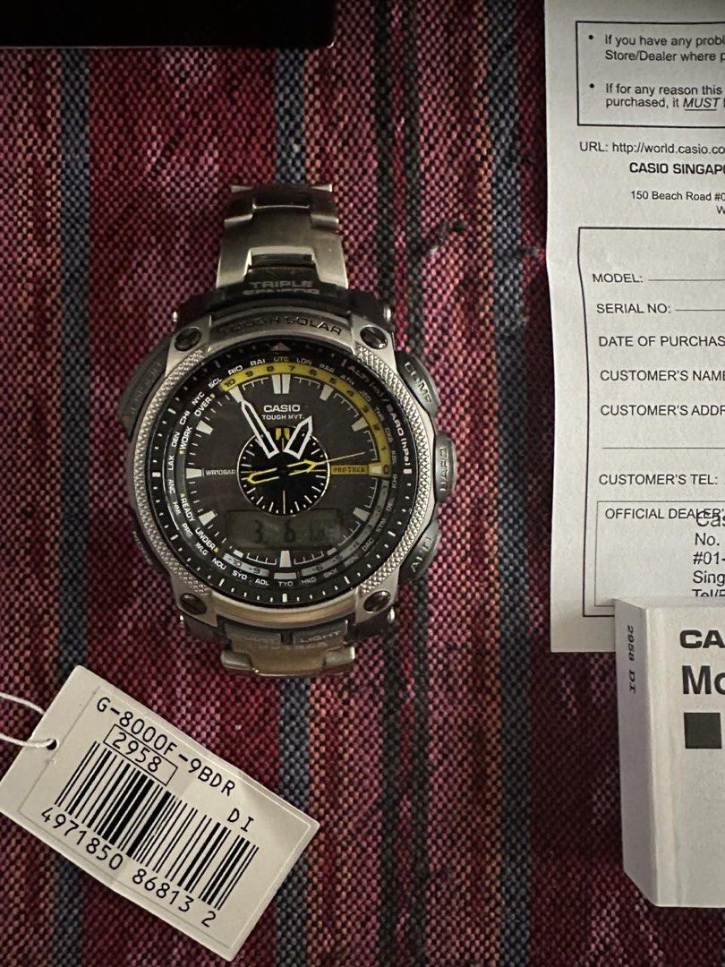 Jam Casio ProTrek Atomic Triple Sensor Analog Digital PRW 5000T Titanium Tough Solar, Fesyen ...