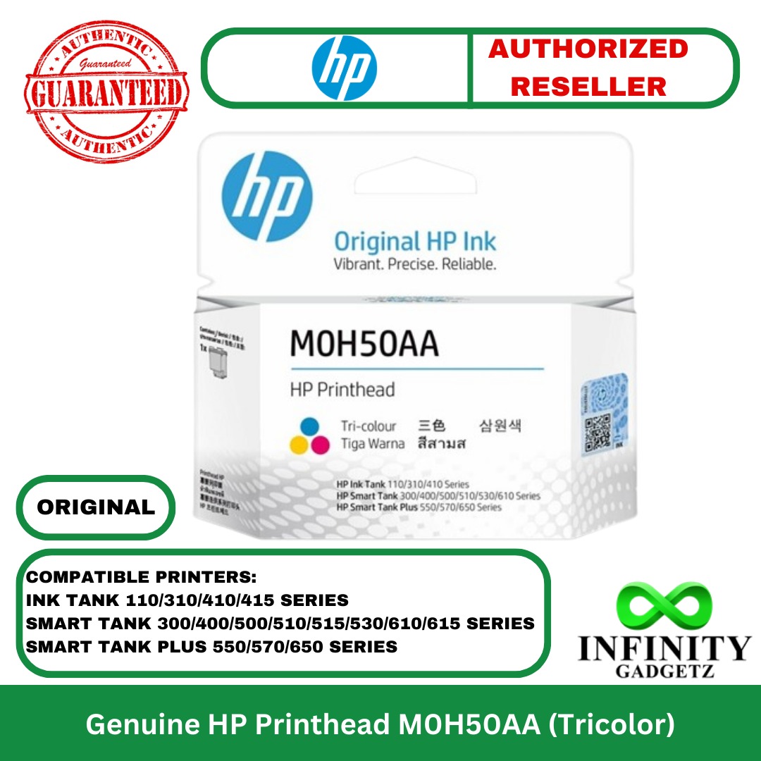 Genuine HP Printhead M0H50AA (Tricolor) for HP Smart Tank 300/400/500 ...