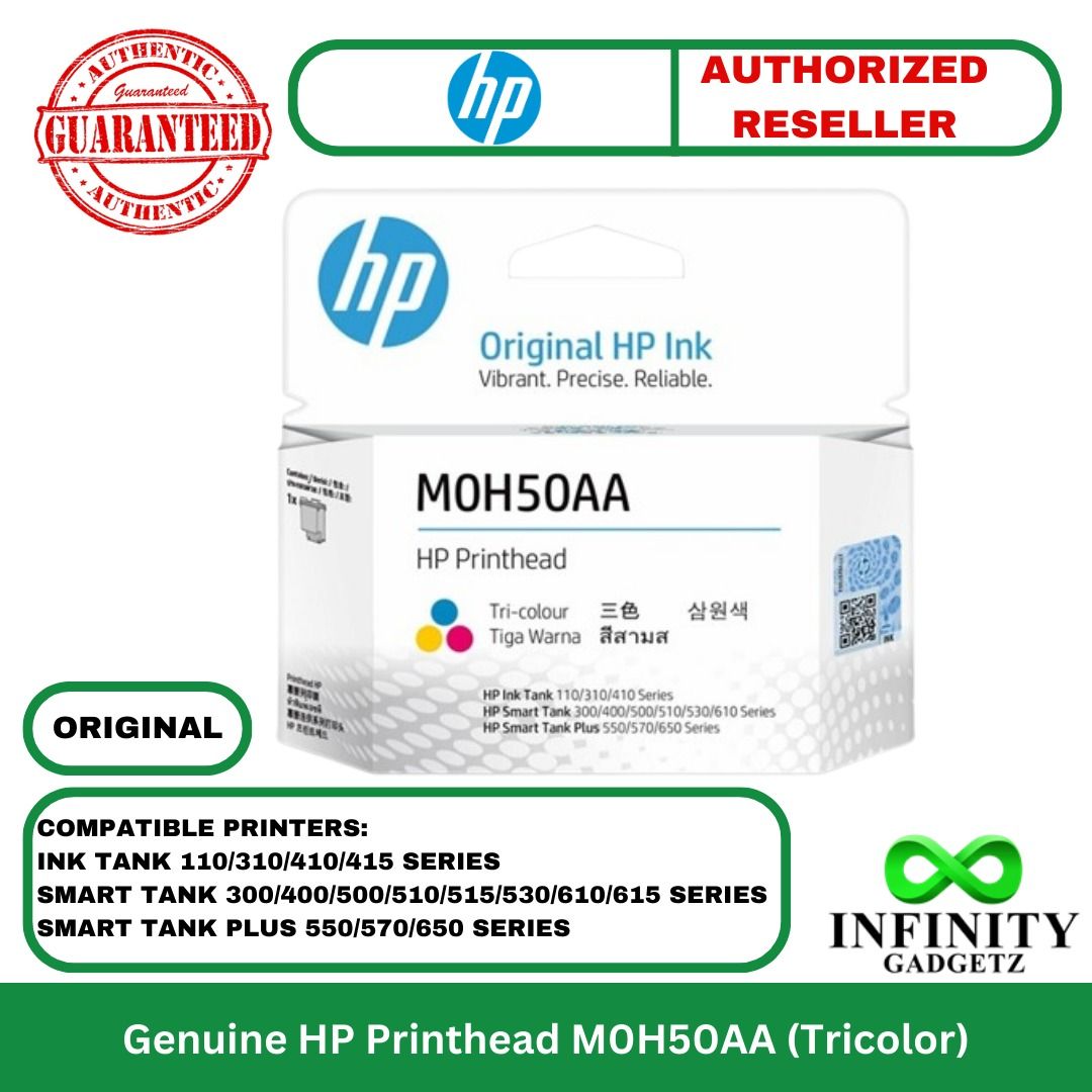 Genuine HP Printhead M0H50AA (Tricolor) for HP Smart Tank 300/400/500 ...