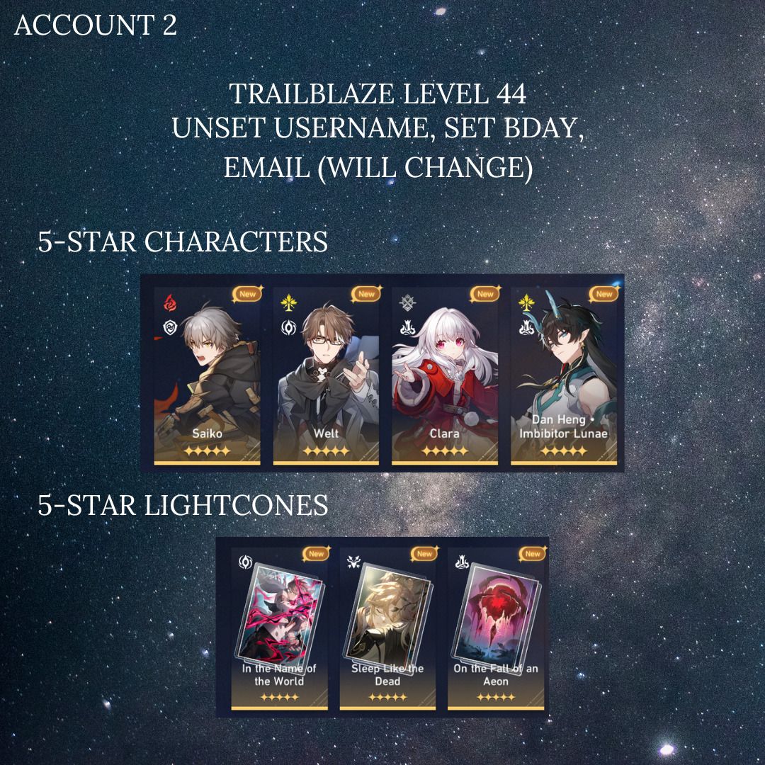 Fascinating Honkai Star Rail Accounts For Sale Photos