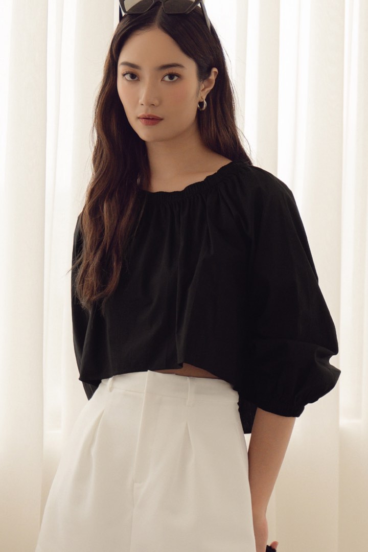 Meara Two-way Top In Black, Women's Fashion, Tops, Longsleeves on Carousell