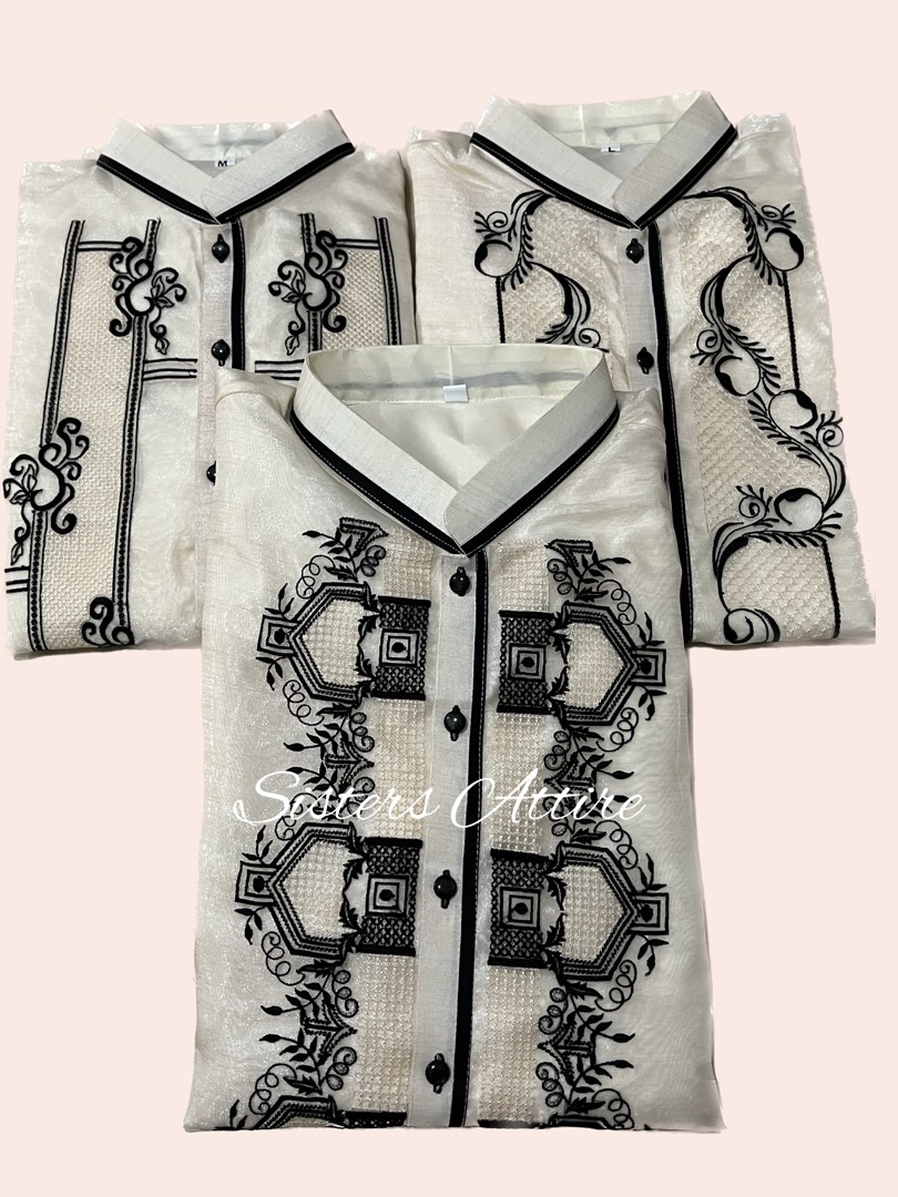 Men Barong Chinese Collar with Black piping, Men's Fashion, Coats ...