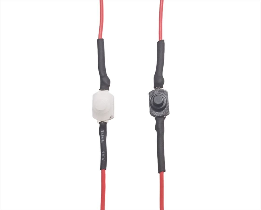 MICRO PUSH BUTTON LATCHING SWITCH with WIRE (1-PC per ORDER), DC 30V 1A ...