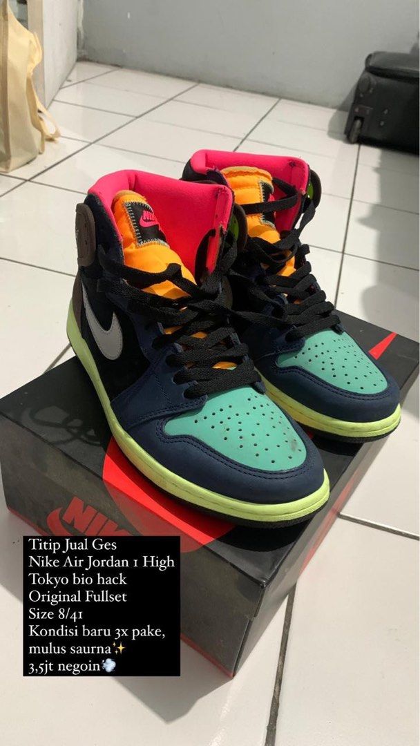 Nike air jordan 1 high tokyo bio hack, Fesyen Pria, Sepatu , Sneakers ...