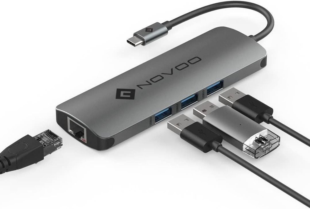 NOVOO USB C Adapter Hub (8 in 1) HDMI 4K, Ethernet Port 1000 Mbps ...