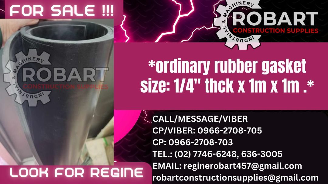 *ordinary rubber gasket size: 1/4" thck x 1m x 1m .*, Commercial ...