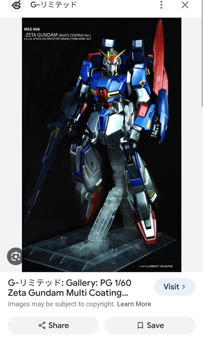 Perfect Grade PG 1/60 Scale Zeta Gundam MSZ-006 Multi Coating Metallic ...