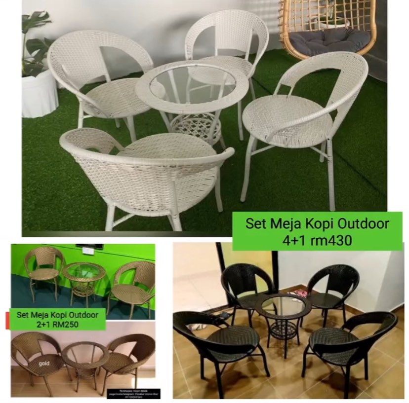 Set Meja Kopi Outdoor 4+1, Furniture & Home Living, Furniture, Tables ...