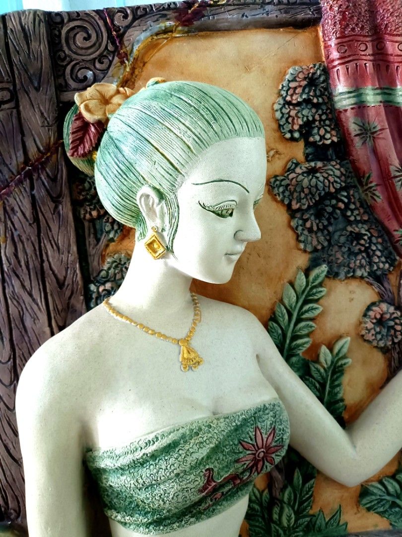 Unique Thai woman dancer wall stone sculpture statue display, Furniture ...
