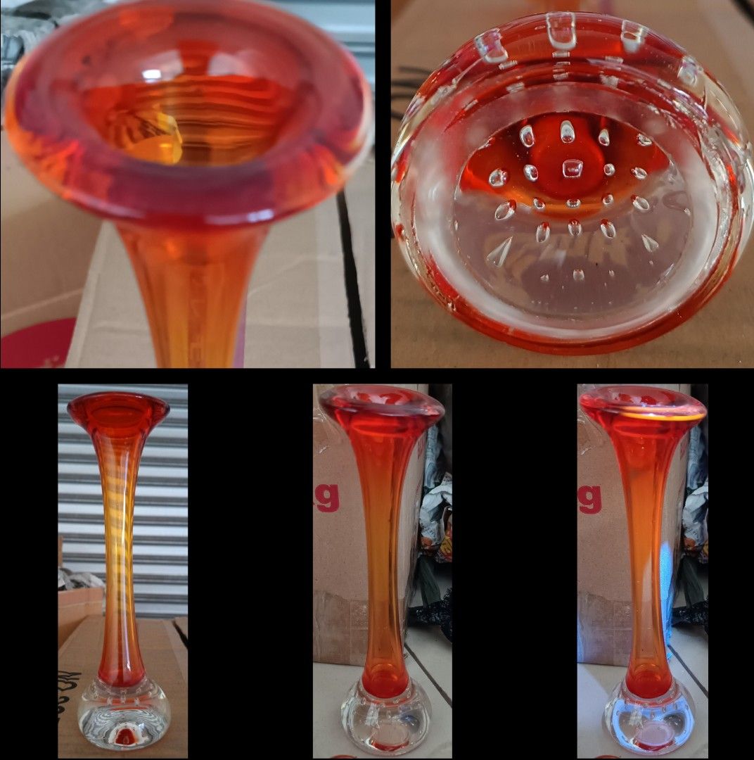 1970s Vintage UV Reactive Red Orange Bo Borgstrom Aseda Glasbruk ...