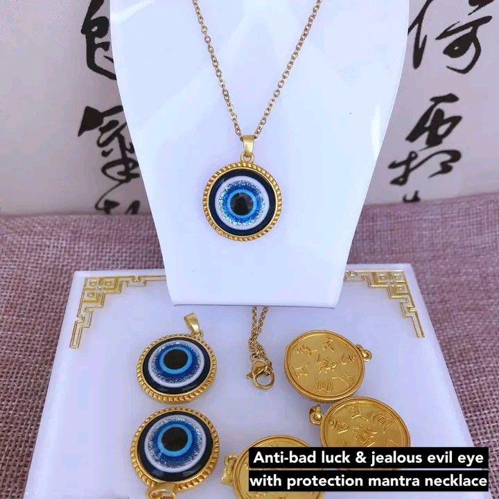 Anti-bad luck and jealous with protection mantra necklace, Women's ...