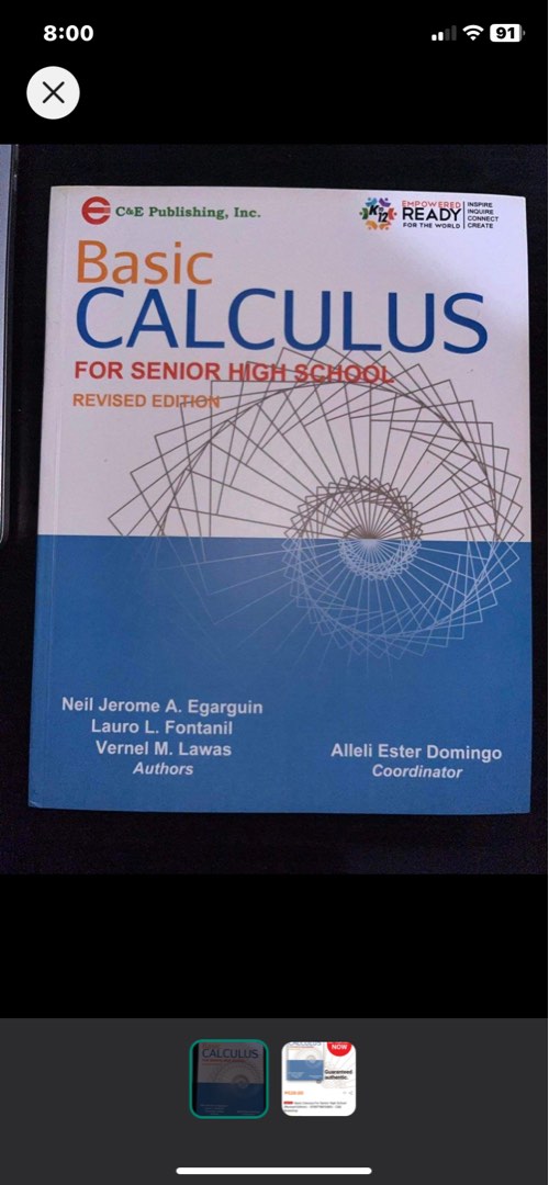 BASIC CALCULUS SHS BOOK GRADE 11, Hobbies & Toys, Books & Magazines ...