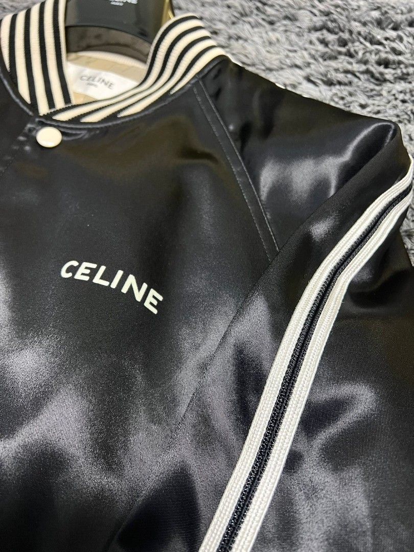 Celine homme by Hedi FW23 Satin-Finish Nylon Teddy Jacket (saint ...