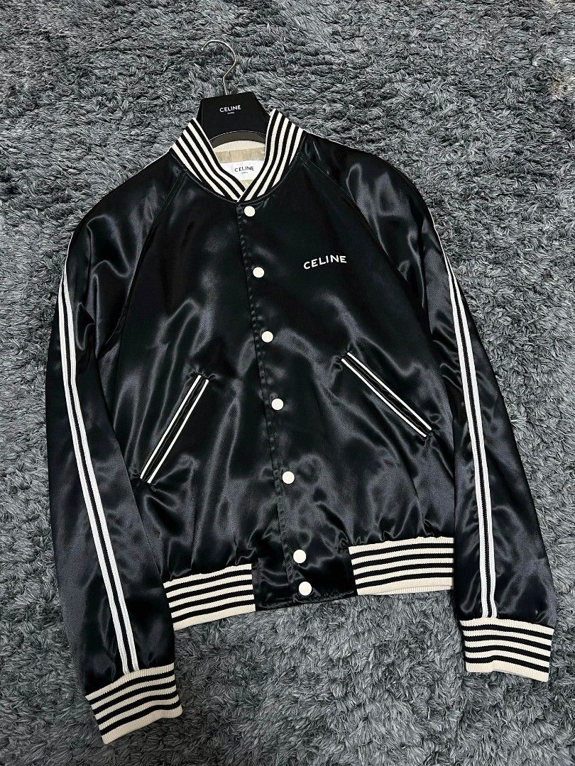 Celine homme by Hedi FW23 Satin-Finish Nylon Teddy Jacket (saint ...