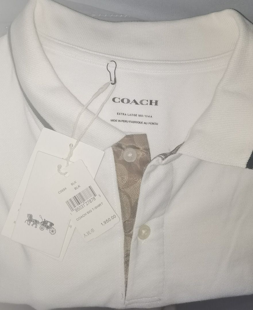 COACH Polo-T (White) ORIGINAL, Men's Fashion, Tops & Sets, Tshirts ...