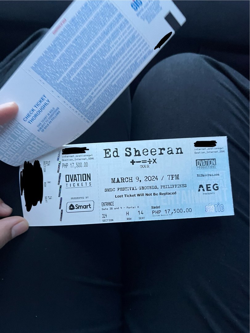 Ed Sheeran Mathematics Tour Manila CAT 3, Tickets & Vouchers, Event ...