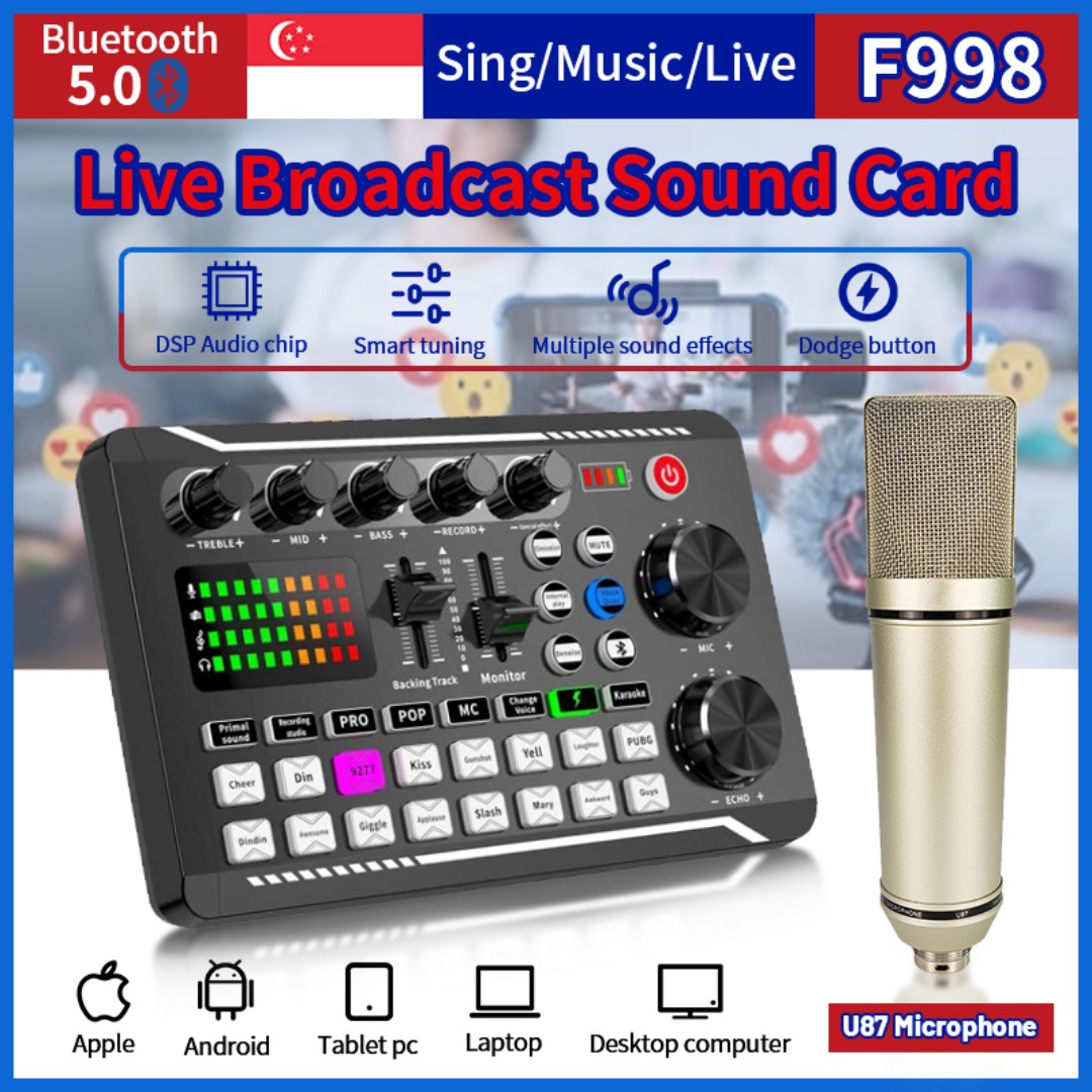 F998 Sound Card Live Sound Card Special Equipment Set With Microphone ...