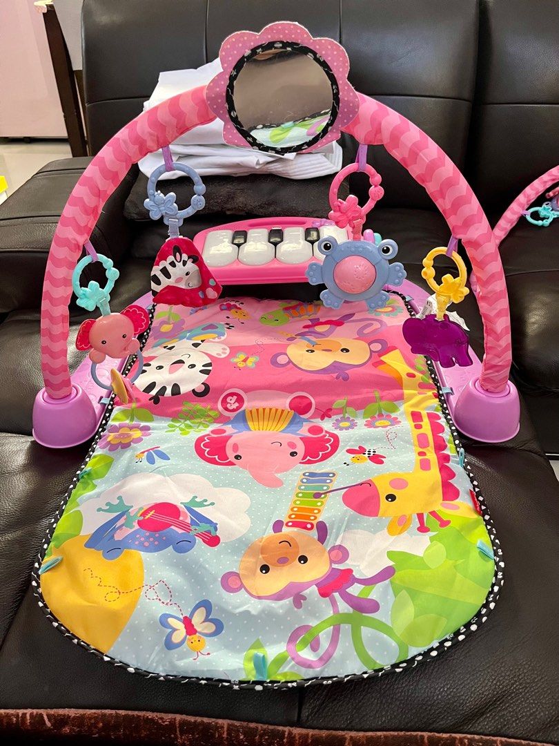 FISHER PRICE Deluxe Kick & Play Piano Gym Activity Mat W/4 attachments ...