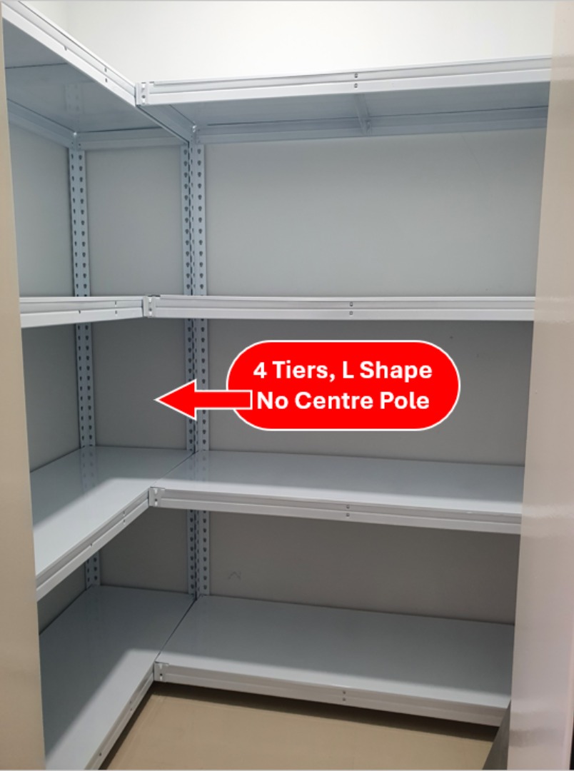 Full Metal White L Shape No Centre Pole Rack. Bomb shelters / Storeroom ...