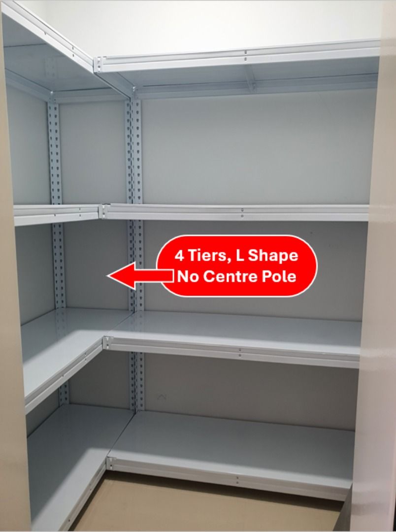 Full Metal White L Shape No Centre Pole Rack. Bomb shelters / Storeroom ...