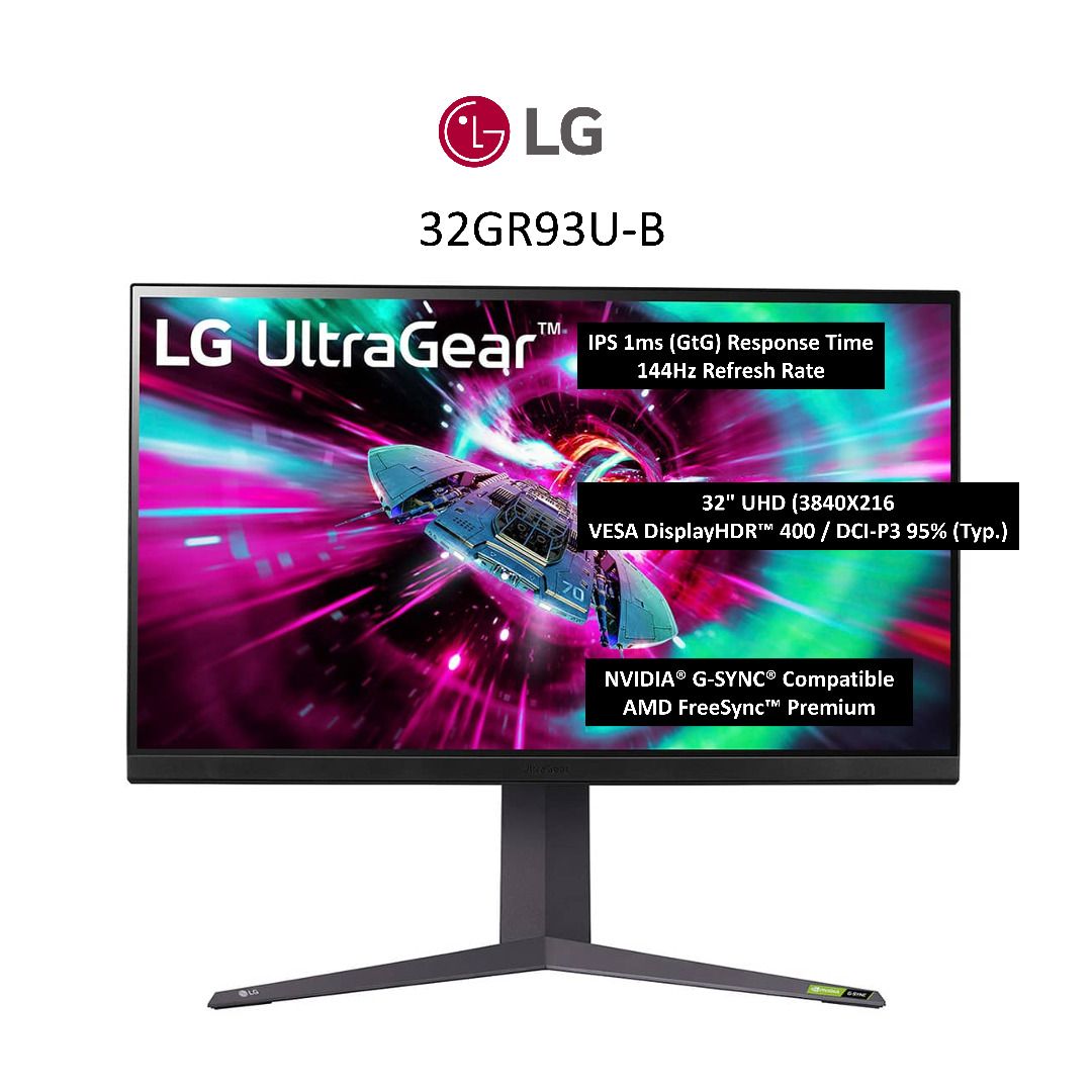 LG 32GR93U-B ULTRAGEAR WITH 144HZ UHD 4K IPS PANEL AND HDMI 2.1 GAMING ...