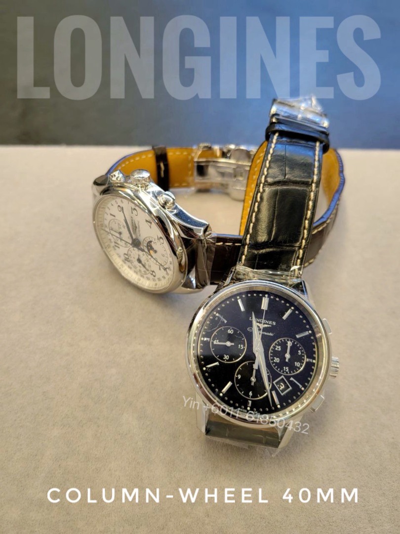 Longines Column-Wheel Steel 40mm black dial (watch only), Luxury ...