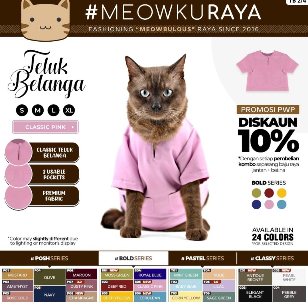 Meowku Baju Melayu Kucing dan Tanjak Kucing, Pet Supplies, Homes ...