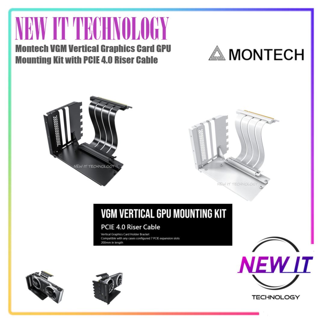 Montech VGM Vertical Graphics Card GPU Mounting Kit with PCIE 4.0 Riser Cable, Computers & Tech ...